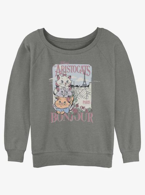 Disney The Aristocats Bonjour Kitten Poster Womens Slouchy Sweatshirt ...