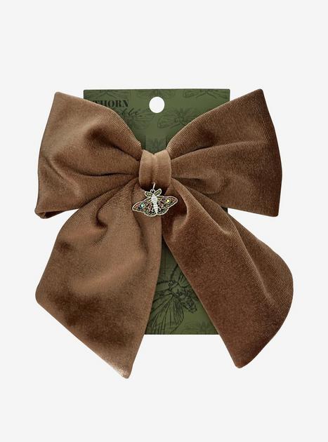 Thorn & Fable Brown Velvet Moth Bow Hair Clip | Hot Topic