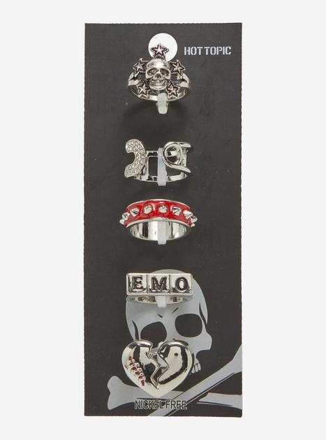 Emo Skull Block Ring Set | Hot Topic