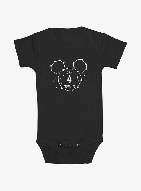 Disney Mickey Mouse Four Months Stars Infant Bodysuit - BLACK | BoxLunch