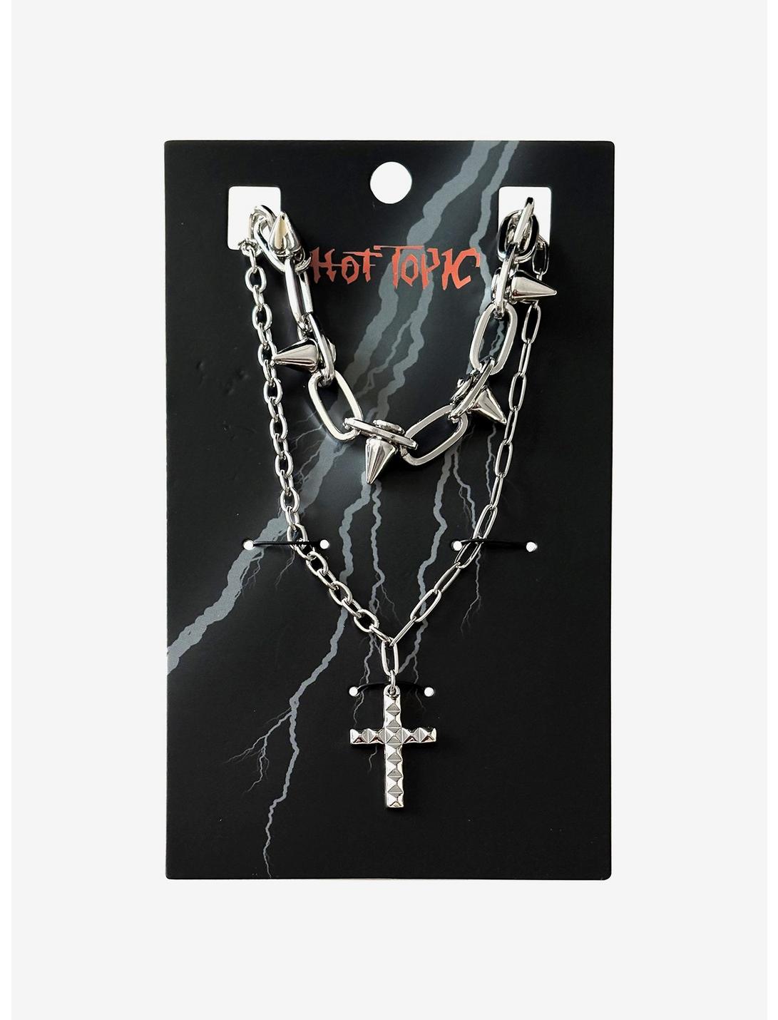 Pyramid Stud & Cross Necklace Set | Hot Topic Pyramid Stud & Cross Necklace Set | Hot Topic