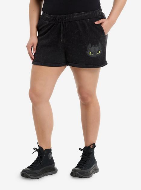 How To Train Your Dragon Toothless Mineral Wash Girls Lounge Shorts ...