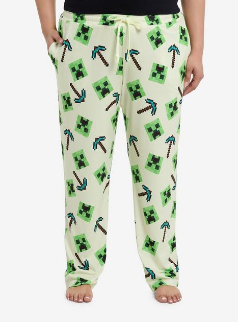 Minecraft Creeper Pickaxe Pajama Pants Plus Size | Hot Topic