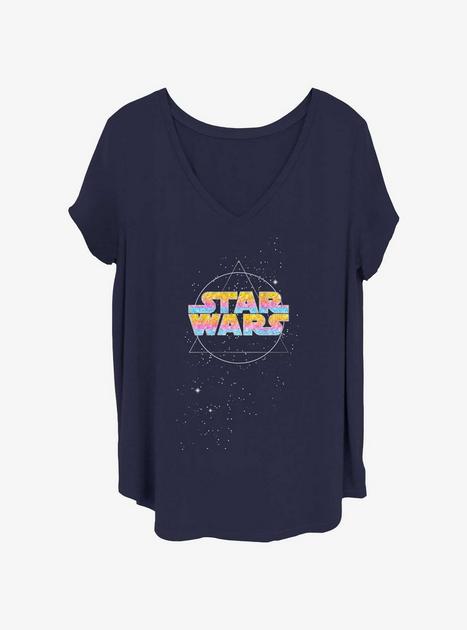 Star Wars Rainbow Logo Girls T-Shirt Plus Size - BLUE | Hot Topic