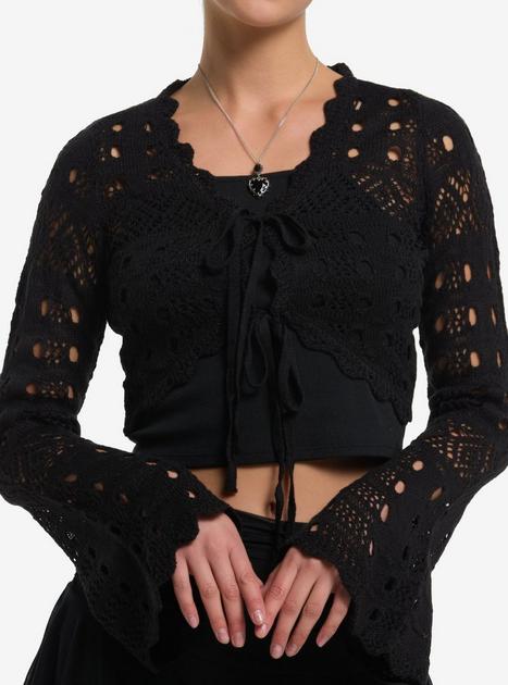 Cosmic Aura Black Bell Sleeve Girls Crop Shrug | Hot Topic