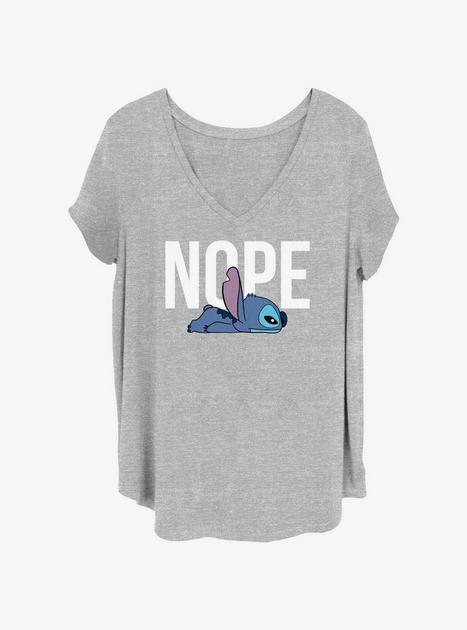 Disney Lilo & Stitch Nope Stitch Womens T-Shirt Plus Size - GREY | BoxLunch