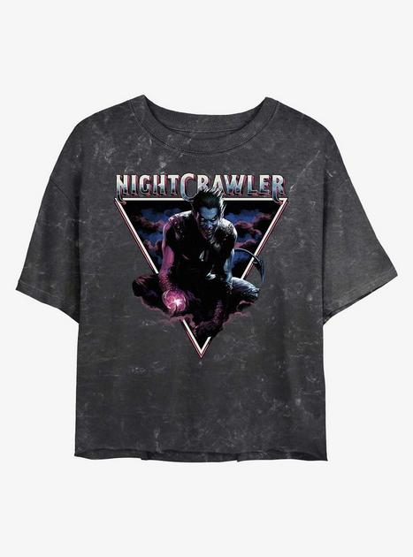 Marvel X-Men Nightcrawler Triangle Womens Mineral Wash Crop T-Shirt ...