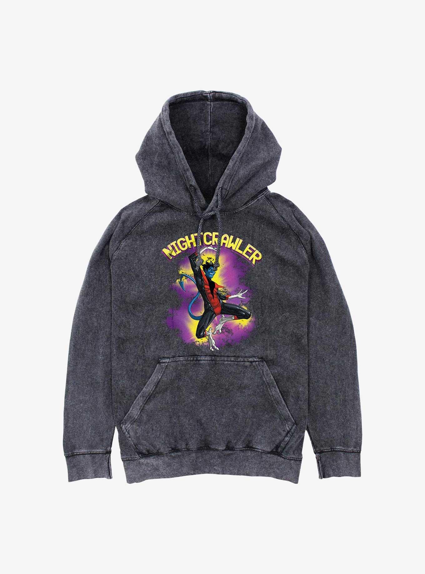 Marvel X-Men Nightcrawler Leap Mineral Wash Hoodie - BLACK | BoxLunch
