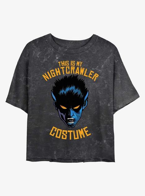 Marvel X-Men This Is My Nightcrawler Costume Womens Mineral Wash Crop T ...