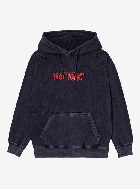 Hot Topic Classic Logo Mineral Wash Hoodie - GREY | Hot Topic