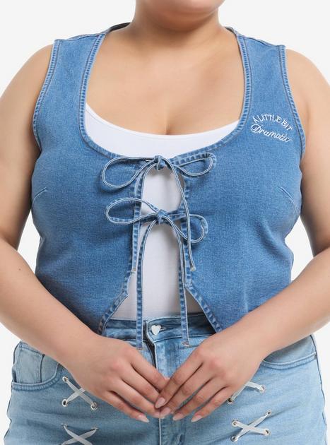 Sweet Society A Little Bit Dramatic Denim Girls Tie-Front Vest Plus ...