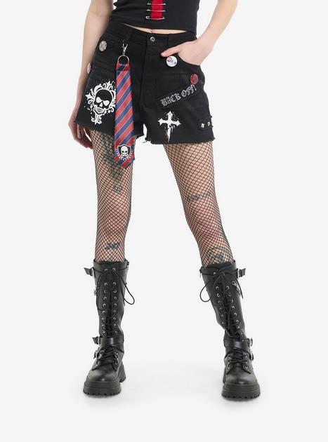 Punk Patches & Pins Girls Denim Shorts | Hot Topic