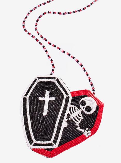 Skeleton Coffin Beaded Mini Crossbody Bag | Hot Topic