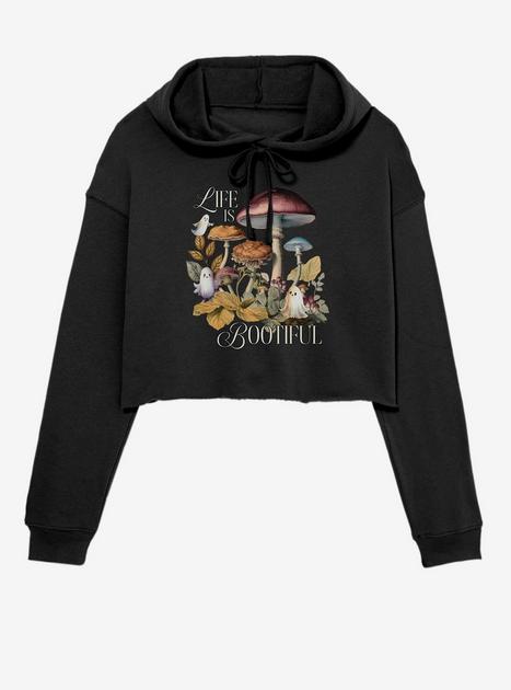 Life Is Bootiful Girls Crop Hoodie - BLACK | Hot Topic