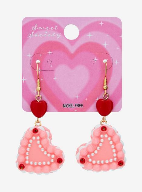 Sweet Society Cherry Heart Cake Drop Earrings | Hot Topic