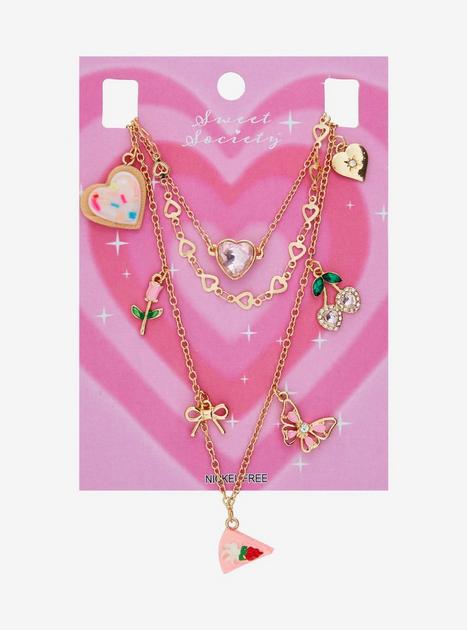 Sweet Society Cherry Sweets Charm Layered Necklace | Hot Topic