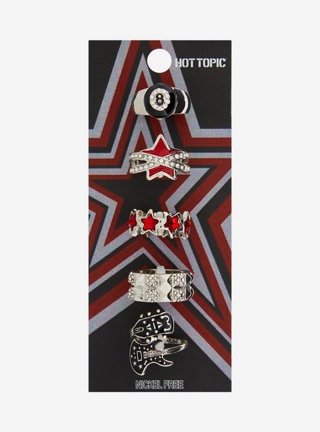 Rock Star 8-Ball Guitar Ring Set | Hot Topic