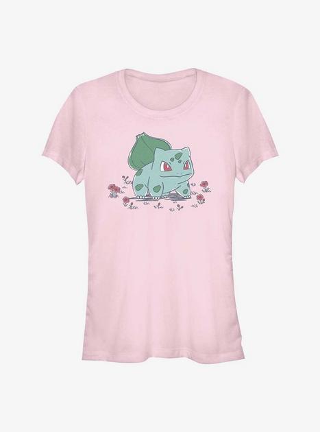 Pokemon Bulbasaur Standing In Flower Garden Girls T-Shirt - PINK | Hot ...