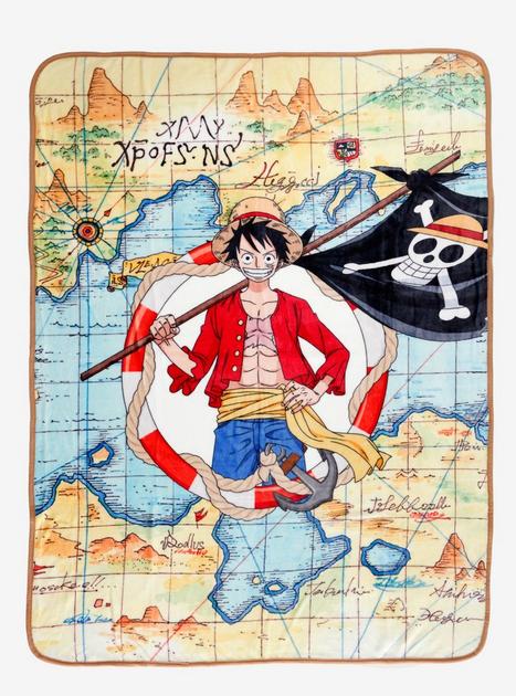 One Piece Monkey D. Luffy Map Portrait Fleece Throw | BoxLunch