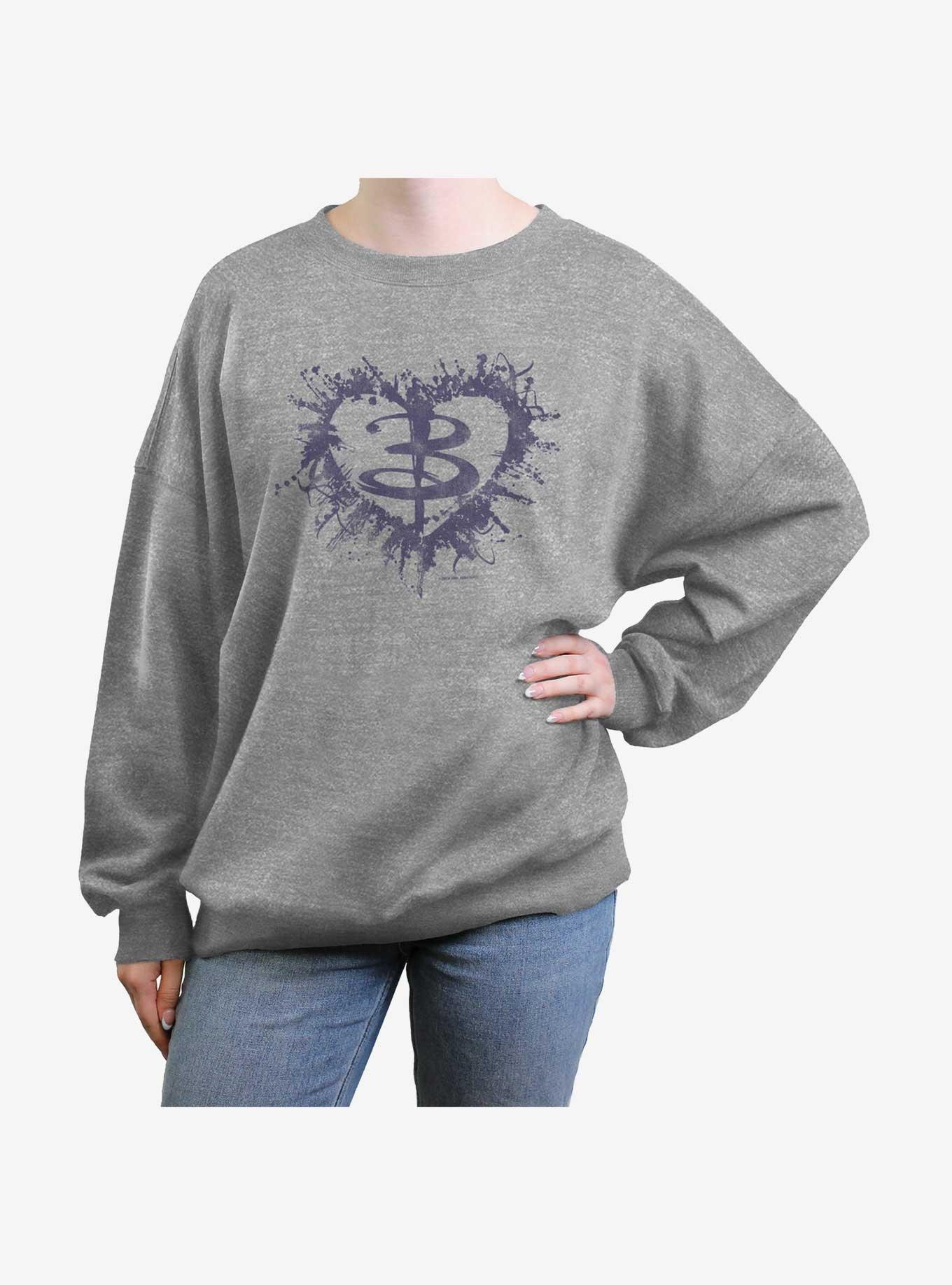 Buffy The Vampire Slayer Buffy Heart Womens Oversized Sweatshirt - GREY ...