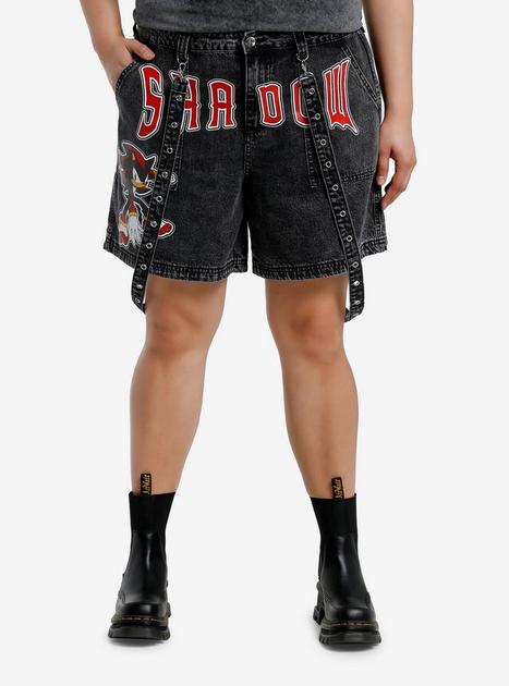Sonic The Hedgehog Shadow Suspender Jorts Plus Size | Hot Topic