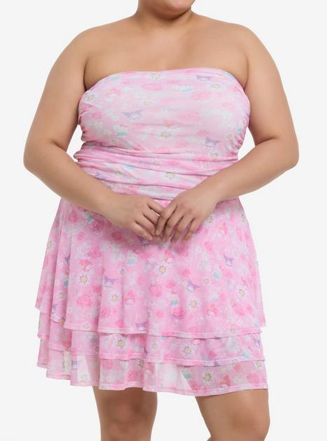 Hello Kitty And Friends Floral Tiered Strapless Dress Plus Size | Hot Topic