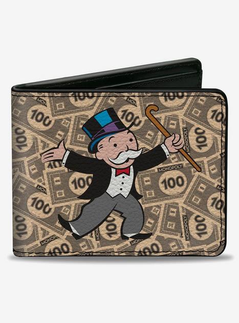 Mr Monopoly Rich Uncle Pennybags Pose 100 Money Bills Stacked Bifold ...