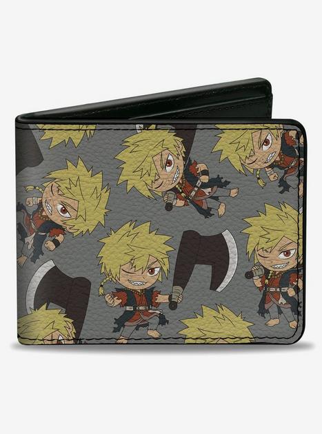 Hells Paradise Chibi Aza Chobei Axe Poses Scattered Gray Bifold Wallet ...
