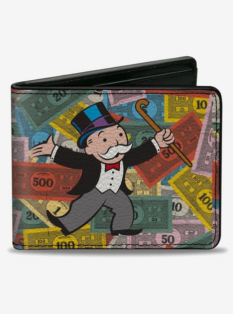 Mr Monopoly Rich Uncle Pennybags Stacked Money Pose Bifold Wallet ...