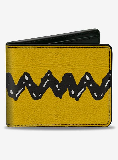 Peanuts Charlie Brown Zig Zag Stripe Yellow Black Bifold Wallet | BoxLunch