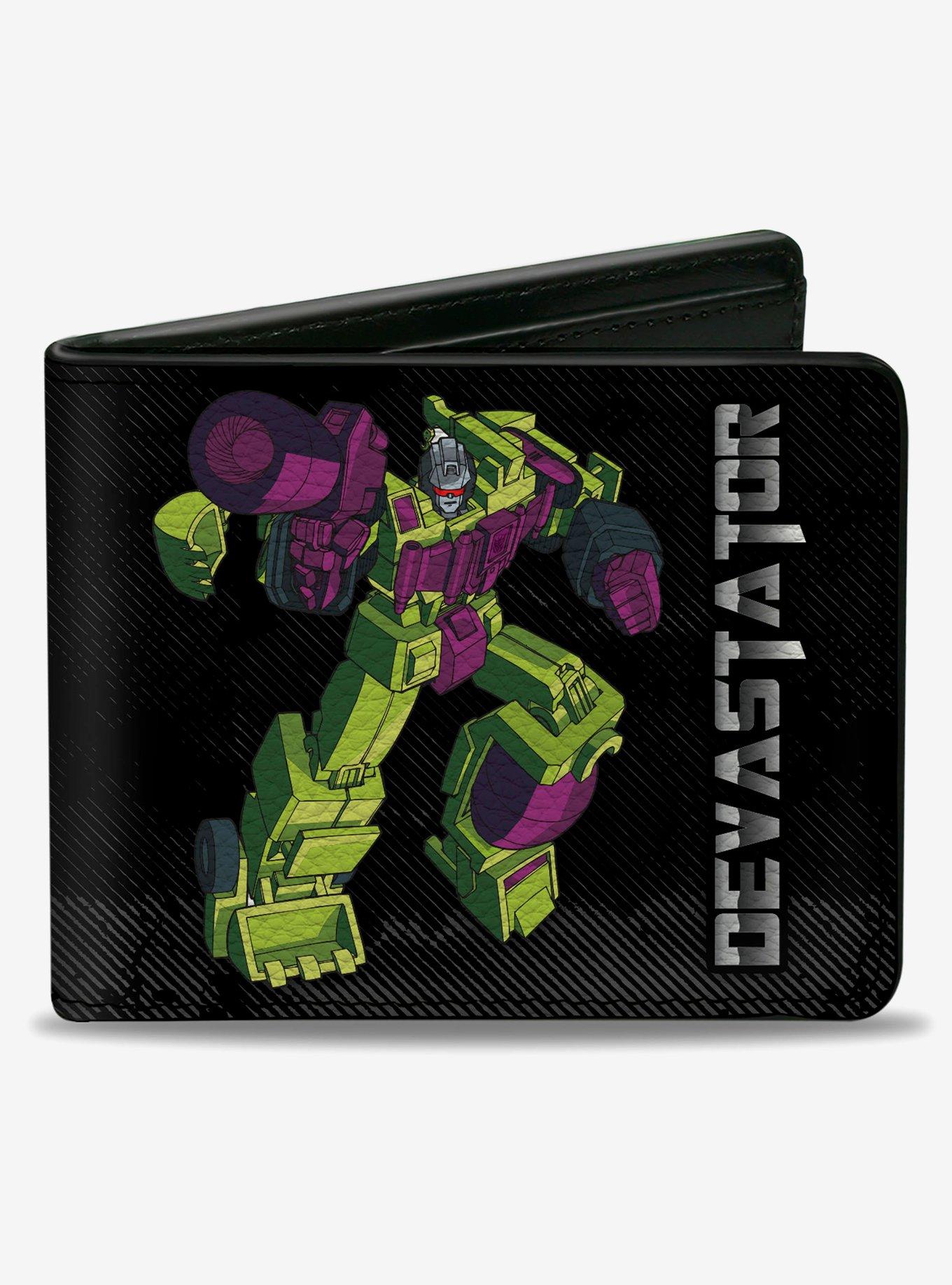 Transformers Devastator Pose and Decepticon Shield Black Bifold Wallet ...