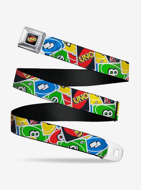 UNO Cards Stacked Collage Seatbelt Buckle Belt | Hot Topic