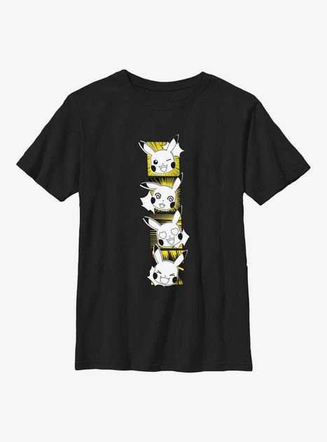 Pokemon Pikachu Emotions Youth T-Shirt - BLACK | BoxLunch