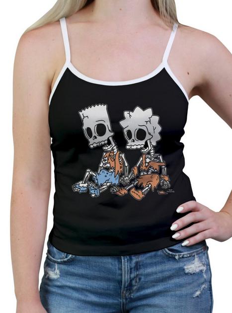 The Simpsons Skeleton Bart And Lisa Womens Cami - BLACK | BoxLunch