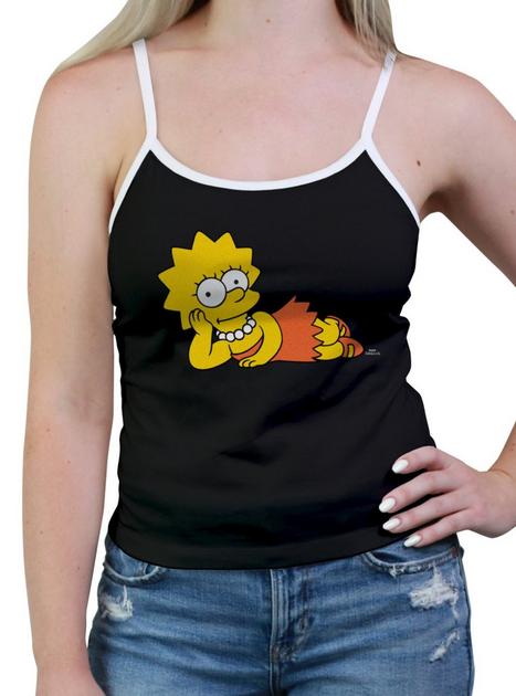 The Simpsons Lisa Laying Down Girls Cami - BLACK | Hot Topic