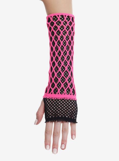 Pink & Black Layered Fishnet Arm Warmers | Hot Topic