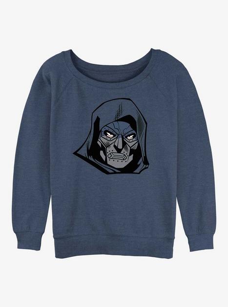 Marvel Fantastic Four Doom Face Womens Slouchy Sweatshirt - BLUE | BoxLunch