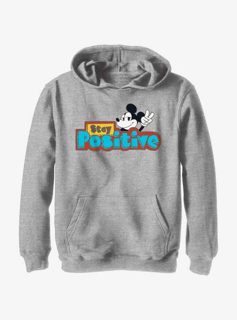 Disney Mickey Mouse Stay Positive Youth Hoodie - GREY | BoxLunch