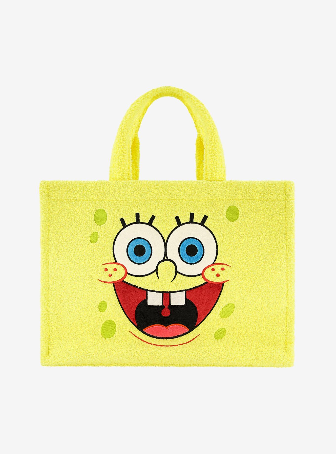 FUL SpongeBob SquarePants Yellow Travel Sherpa Tote with Trolley Strap ...