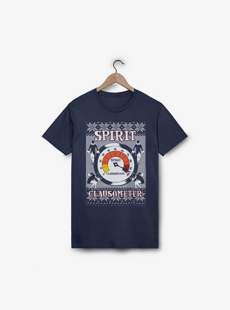 Elf Spirit Clausometer Ugly Sweater Pattern T-Shirt - BLUE | BoxLunch