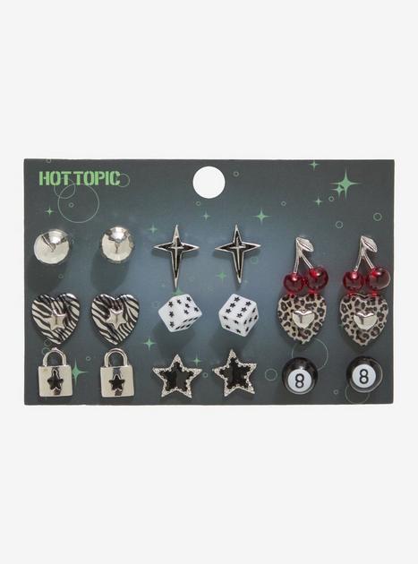Y2K Leopard Dice Cherry Stud Earring Set | Hot Topic