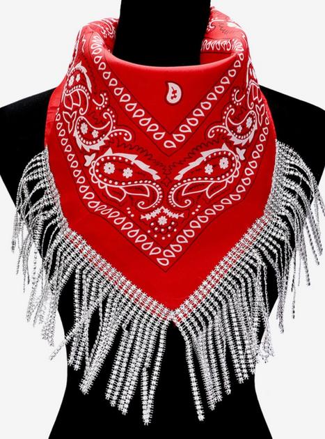 Red Bandana with Rhinestone Fringe | Hot Topic