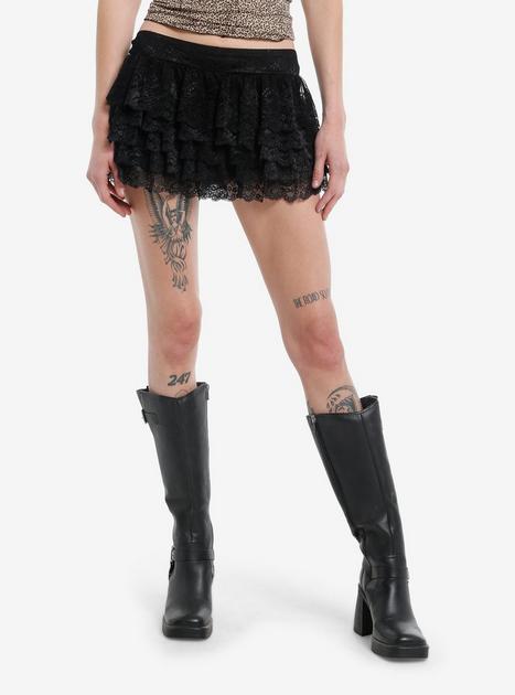 Black Lace Ruffled Skort | Hot Topic