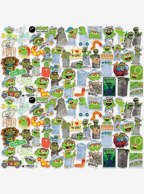 Sesame Street Oscar the Grouch 100ct Vinyl Stickers Variety Pack | Hot ...