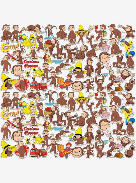 Curious George Character 100ct Vinyl Stickers Variety Pack | BoxLunch