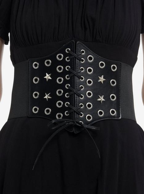 Star Grommet Lace-Up Faux Leather Corset | Hot Topic