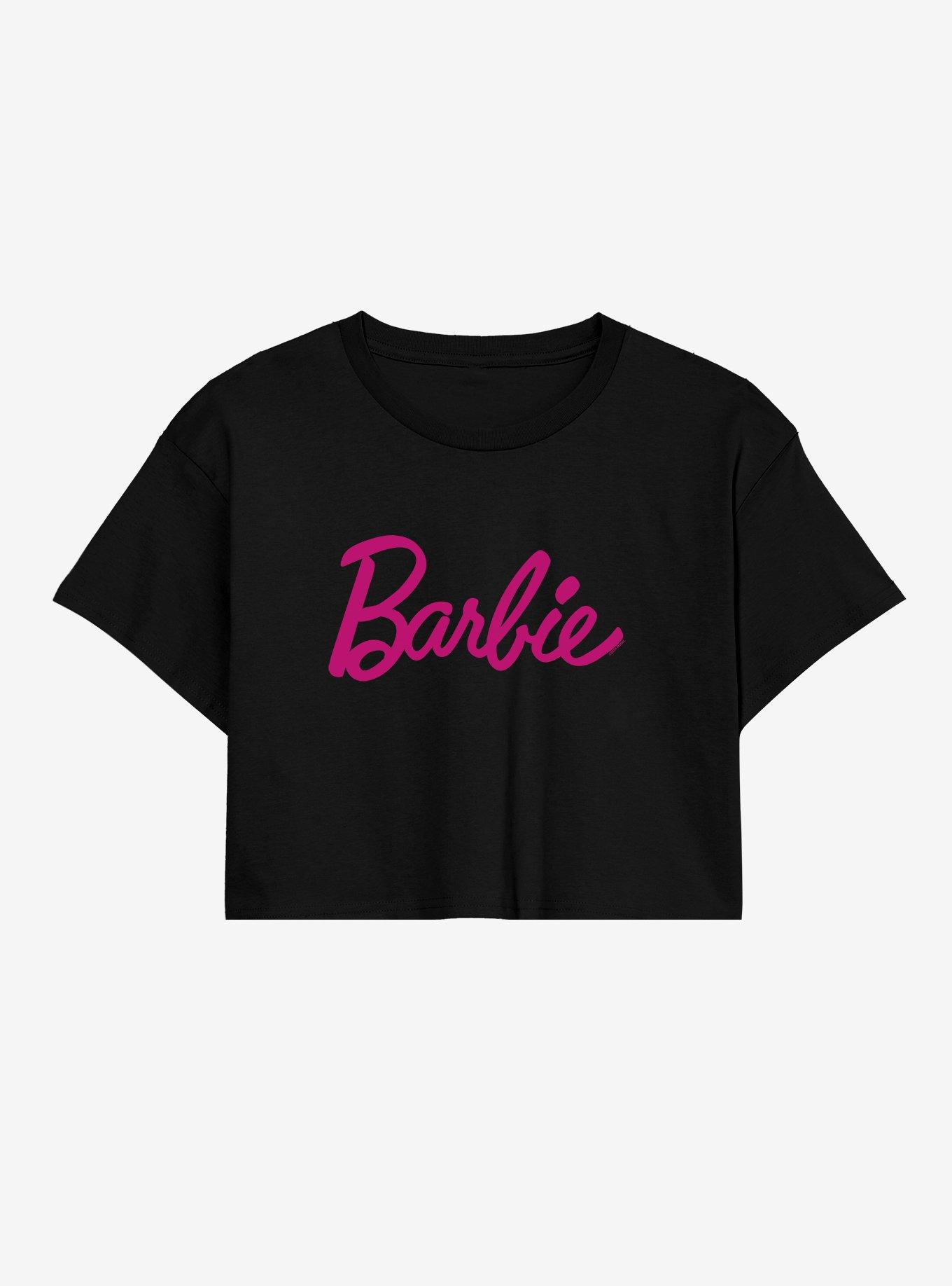 Barbie Logo Womens Crop T-Shirt - BLACK | BoxLunch