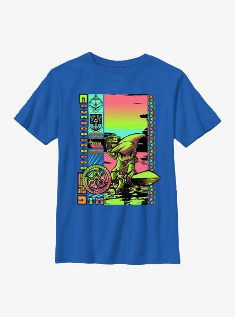 The Legend Of Zelda Neon Toon Link Youth T-Shirt - BLUE | BoxLunch