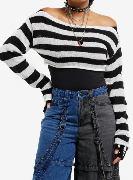 Black & White Stripe Bolero Girls Crop Shrug | Hot Topic
