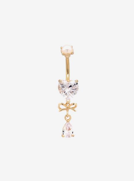 14G Steel Heart Bow Navel Barbell | Hot Topic